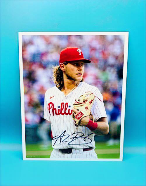 Autographed 8×10 Alec Bohm live game action photo – Alec Bohm